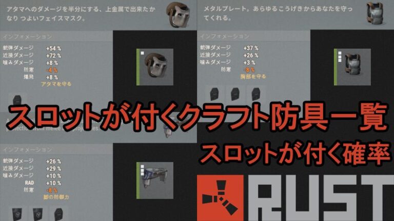 【RUST】スロットが付くクラフト防具一覧 スロットが付く確率 | れぺぱん